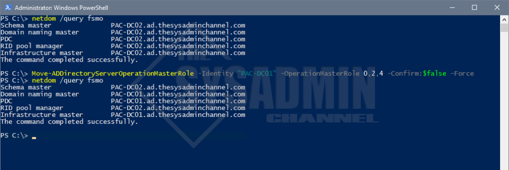 How to Transfer FSMO Roles in Server 2019 Using Powershell