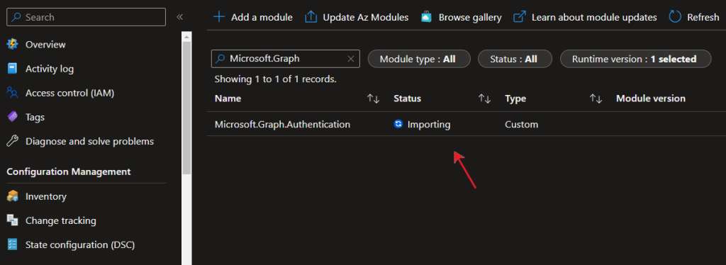 Install Microsoft Graph Module For Azure Automation Using Powershell